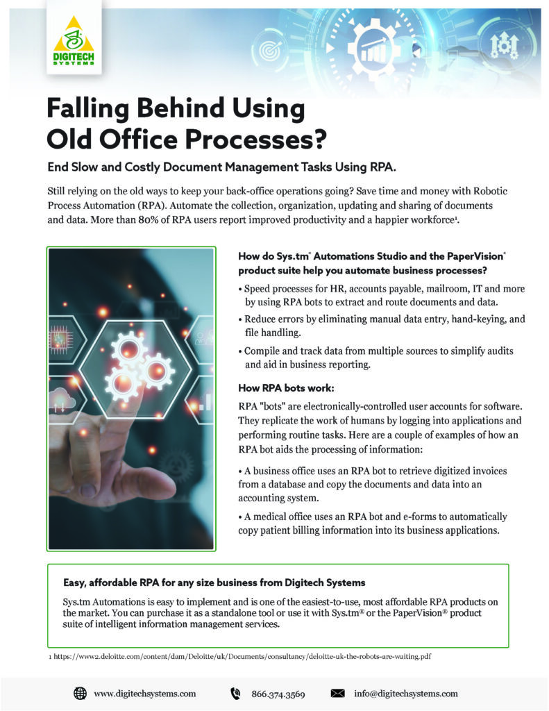 Robotic Process Automation (RPA) Brief - Digitech Systems
